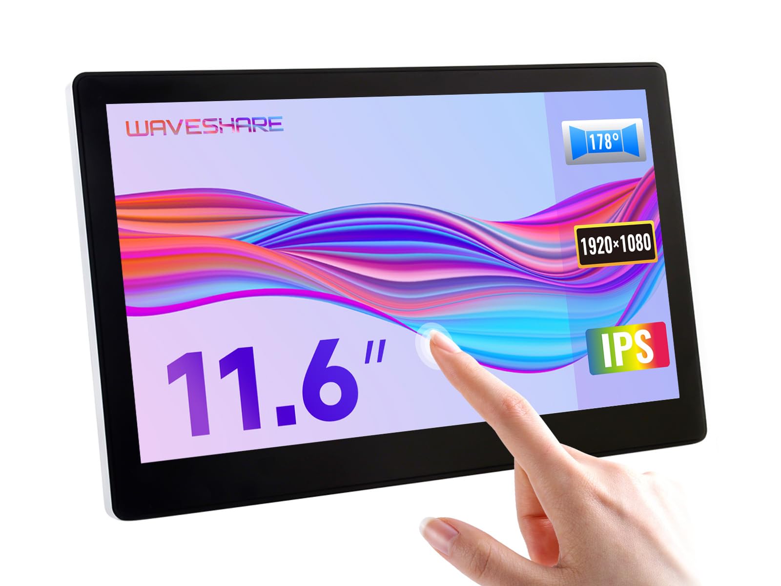waveshare 11.6inch Capacitive Touch Screen LCD with Case Compatible with Raspberry Pi 4B/3B+/3A+/2B/B+/A+/Zero/Zero W/WH/Zero 2W CM3+/4 1920×1080 Resolution HDMI IPS Supports Jetson Nano/Windows