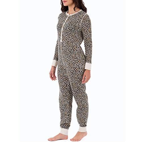 Fruit of the Loom womens Micro Waffle Premium Thermal Union Suit Pajama Bottom, Animal Print, Medium-Large US