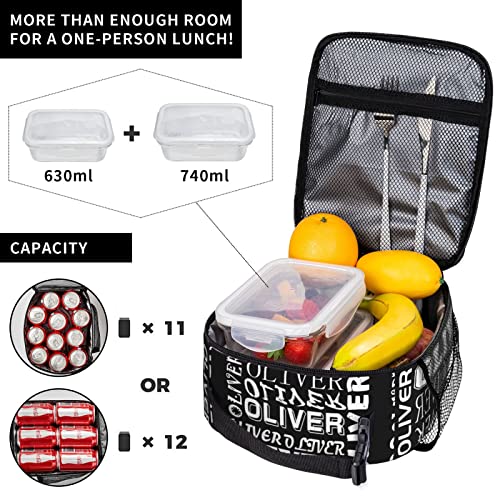 Jdowkoa Custom Lunch Bag with Name, Personalized Reusable Insulated Lunch Box with Name for Girls Boys Women Men, Customized Name Lunch Tote Bags for Picnic Travel School Work