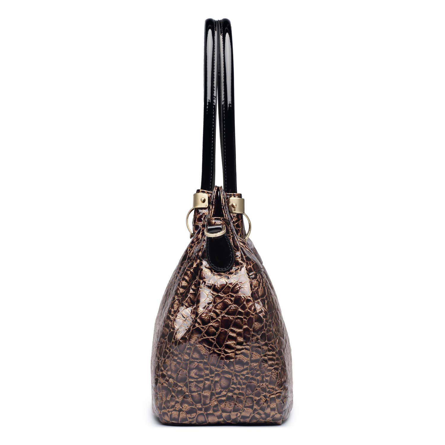 FEIMINA Genuine Leather Tote Bag, Leather Purse for Woman, Top Handle CrossBody Bag Patent Leather Shoulder Bag with Strap