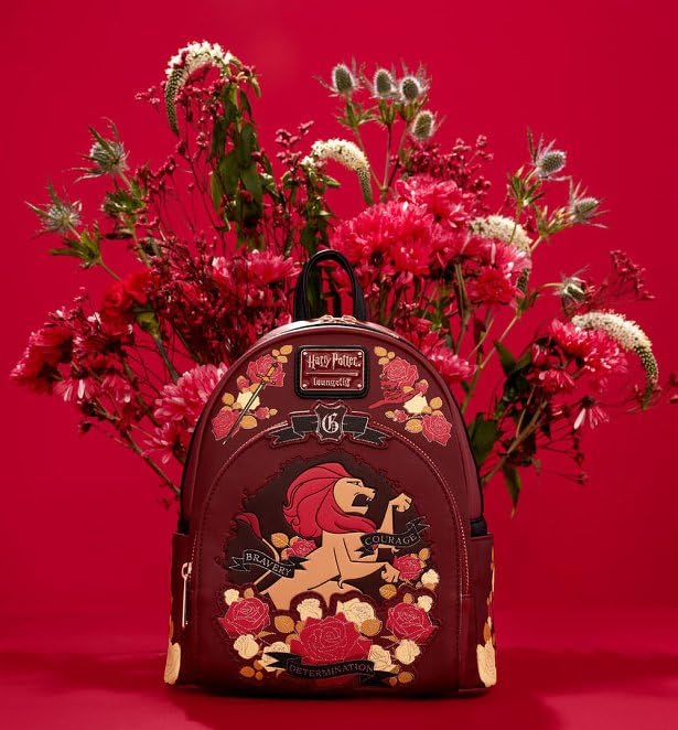Loungefly Harry Potter Gryffindor House Floral Tattoo Mini Backpack