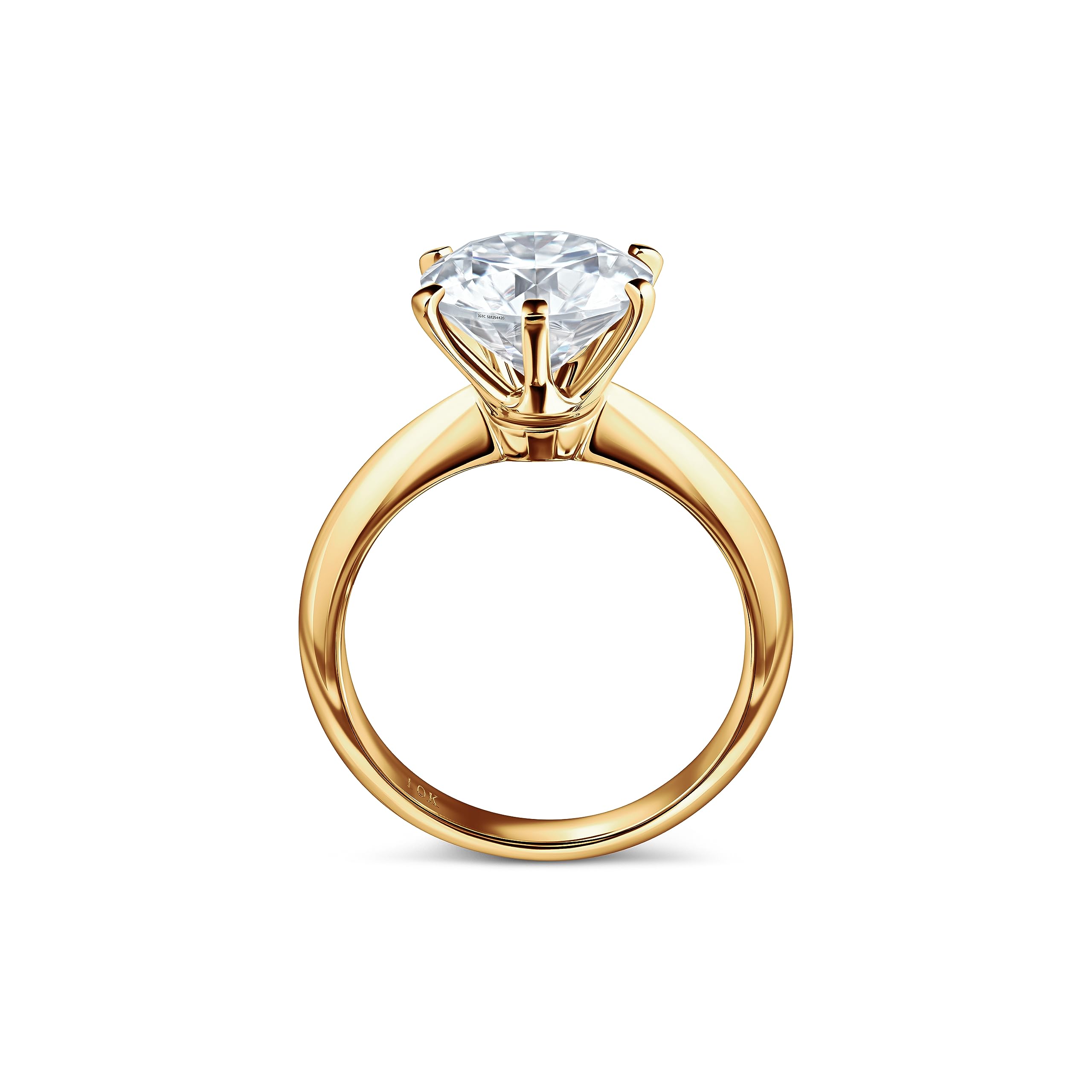 ISAAC WOLF Lab Created 10K Solid Gold 1 Carat Genuine D VVS1 Moissanite Round Cut Diamond Solitaire Engagement Ring (Yellow Gold, 7)