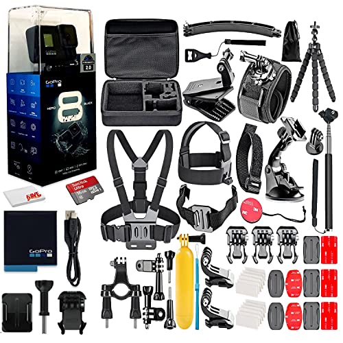 GoPro HERO8 Black Digital Action Camera - Waterproof, Touch Screen, 4K UHD Video, 12MP Photos, Live Streaming, Stabilization - 16GB Card - with 50 Piece Accessory Kit - All You Need Bundle