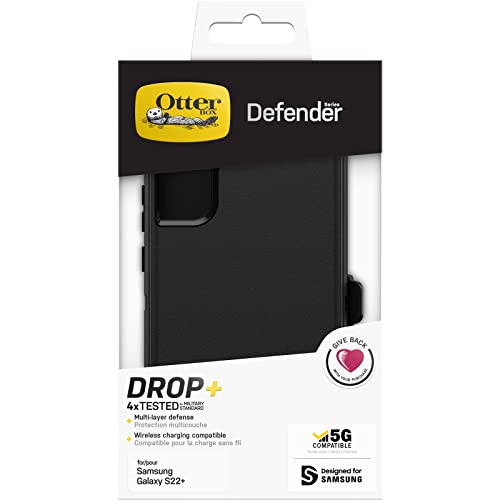 OtterBox Defender Case for Samsung Galaxy S22+, Shockproof, Drop Proof, Ultra-Rugged, Protective Case, 4X Tested to Military Standard, Black