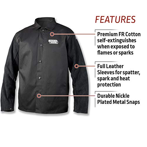 Lincoln Electric unisex adult Traditional Split Leather Sleeved Welding Jacket, black, XX-Large US