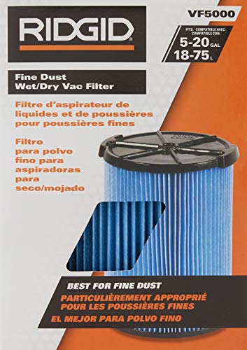 RIDGID 72952 Model 3-Layer Pleated Paper Vacuum Filter for RIDGID 5-20 Gallon Vacuums, Green