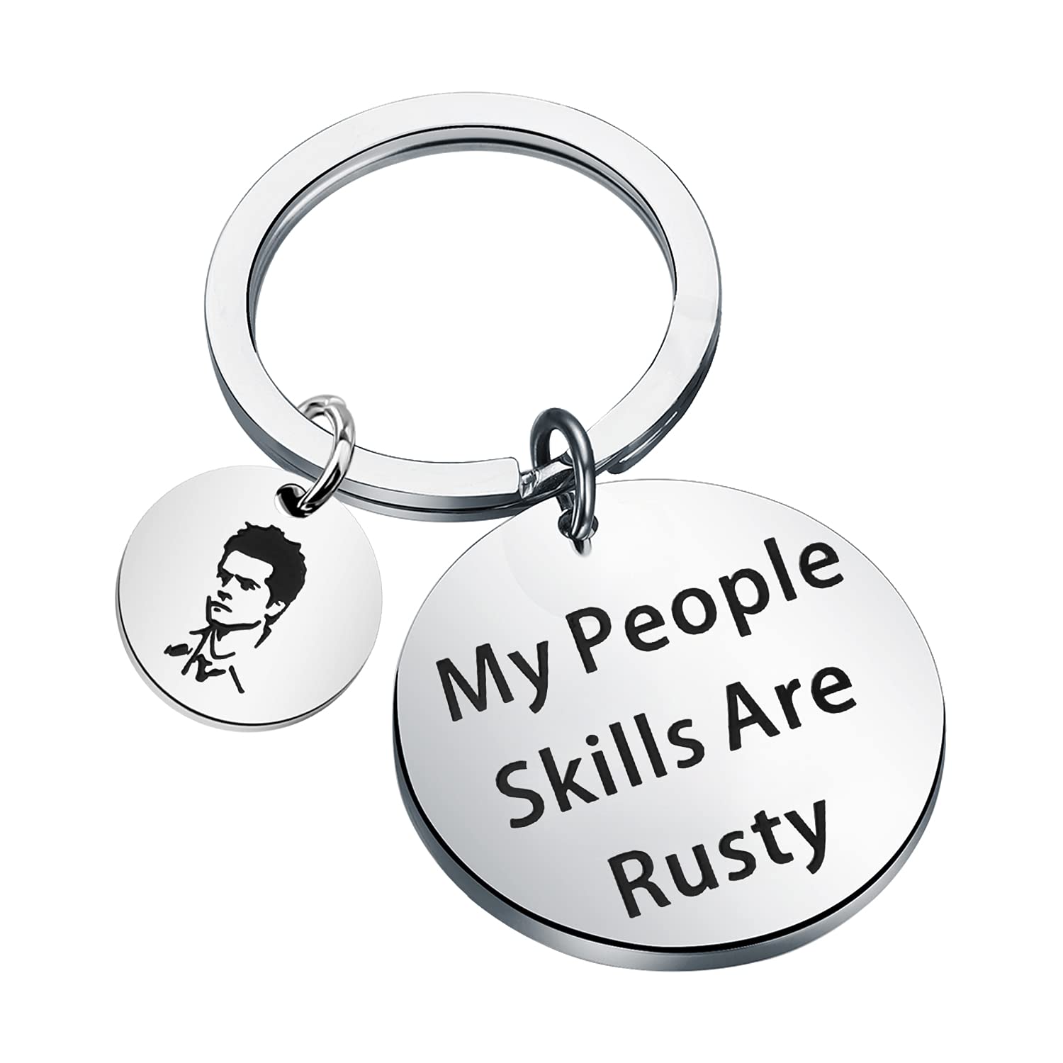 FOTAP SPN jewelry My People Skills Are Rusty Keychain Castiel Fans Gift Castiel TV Show Gift TV Show Fans Gift TV Series Gift (Rusty Keychain)