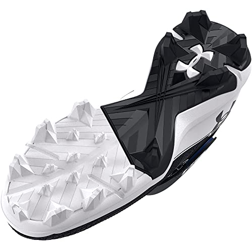 Under Armour Baby Boys Harper 7 Mid Junior Rubber Molded Cleat Baseball Shoe, (001) Black/White/Black, 4 Big Kid US