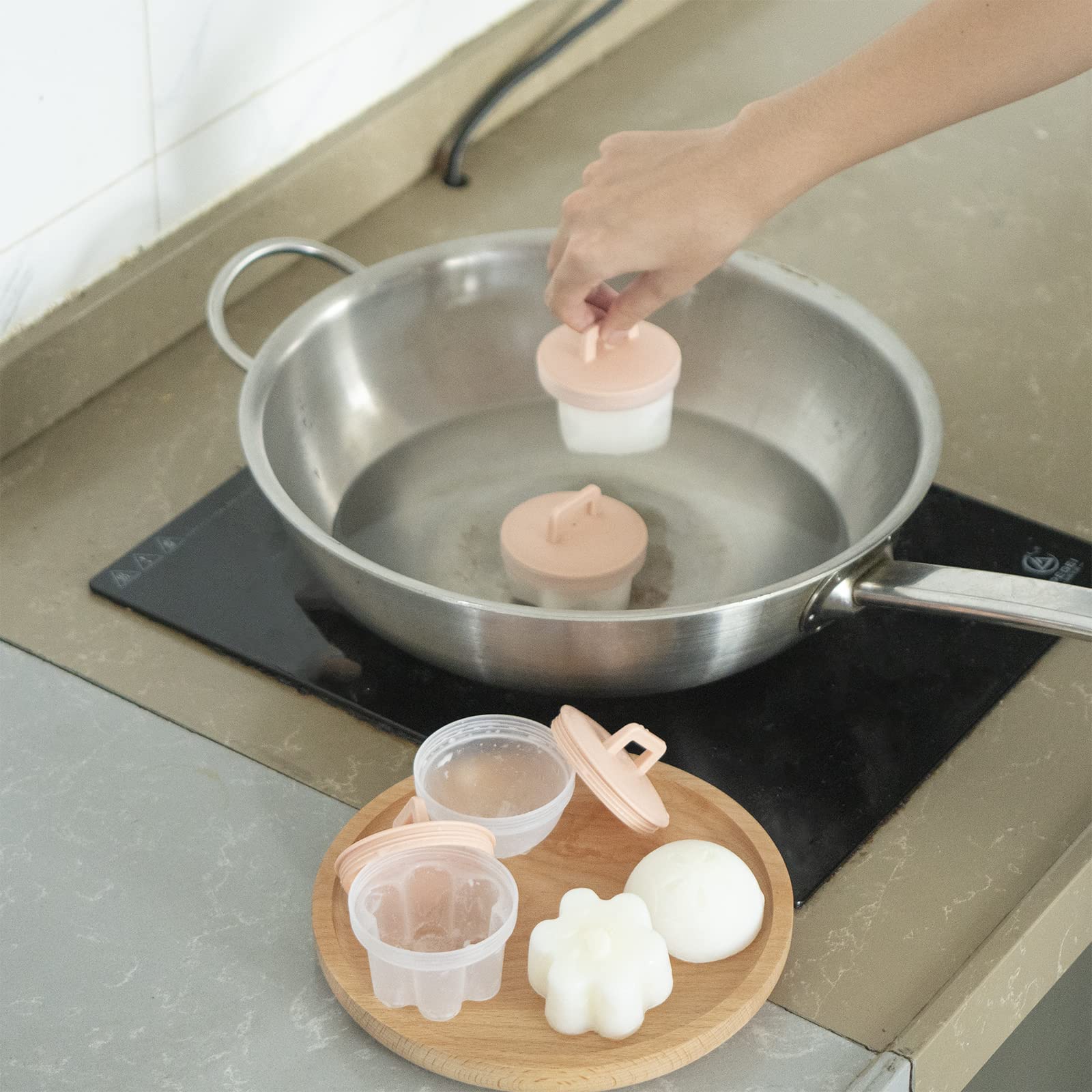 SHIDOW Egg Poacher Cups, Microwave Egg Poacher, Hard Boiled Egg Maker, Boiled Egg Cooker Without Shell, BPA Free Non-Stick Egg Poacher, Fast Poaching Egg Cooker for Hard Boiled Eggs