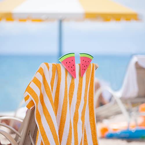 Whaline 6Pcs Beach Towel Clips Flamingo Parrot Watermelon Shaped Clothes Pins Cute Portable Towel Holders Plastic Towel Pin for Sun Lounger Patio Pool Beach Chairs Blanket Sun Beds, 3 Designs