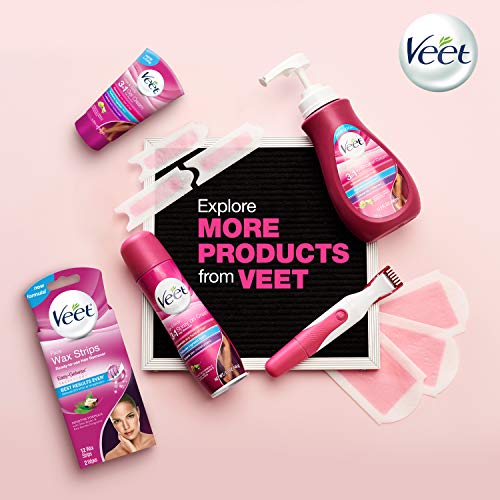 VEET Wax Strips Hair Removal Kit for Face, Underarms, Bikini, Dermatologically Tested, 20ct Wax Strips, 2 Sizes with Shea Butter & 4ct Wipes for At Home Waxing