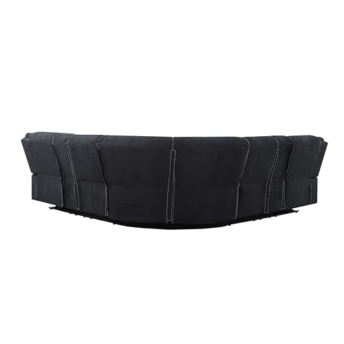 FANYE L-Shaped Power Motion Corner Sectional, Polyester Blend Upholstered 5 Seaters Recliner Sofa & Couch W/ 2 Console Storage, 4 Cup Holders for Living Room Home Theater Large Space, Gray