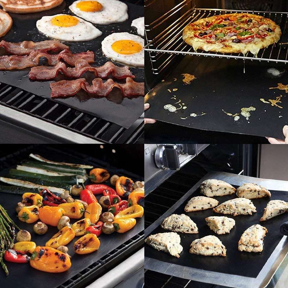 Large Oven Liners,5 PACK Heavy Duty Teflon Oven Liners,BBQ Grill Mats for Bottom of Oven for Gas, Electric and Fan Assisted Ovens,Baking Mat, Oven Protector Sheets,Reusable