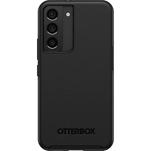 OtterBox Galaxy S22 Symmetry Series Case - BLACK, ultra-sleek, wireless charging compatible, raised edges protect camera & screen