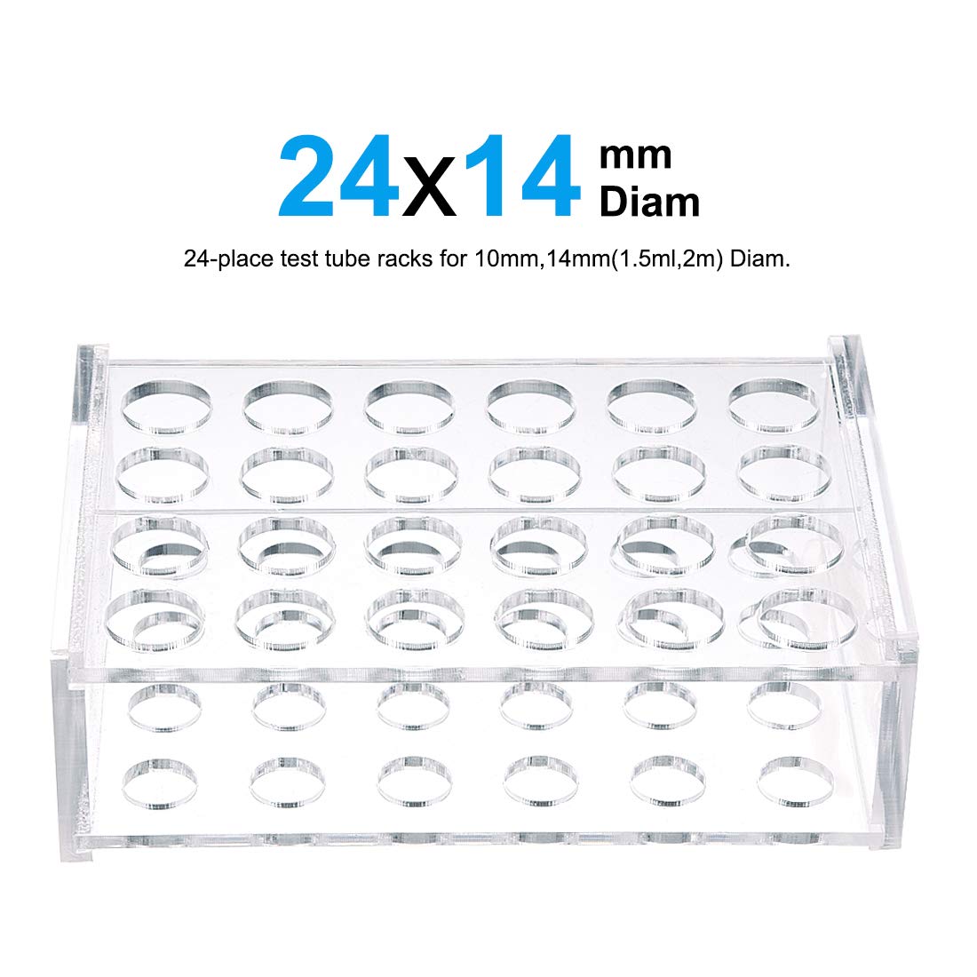 uxcell Test Tube Rack Holder Lab Stand Acrylic 24-Well Clear for 1.5ml and 2ml
