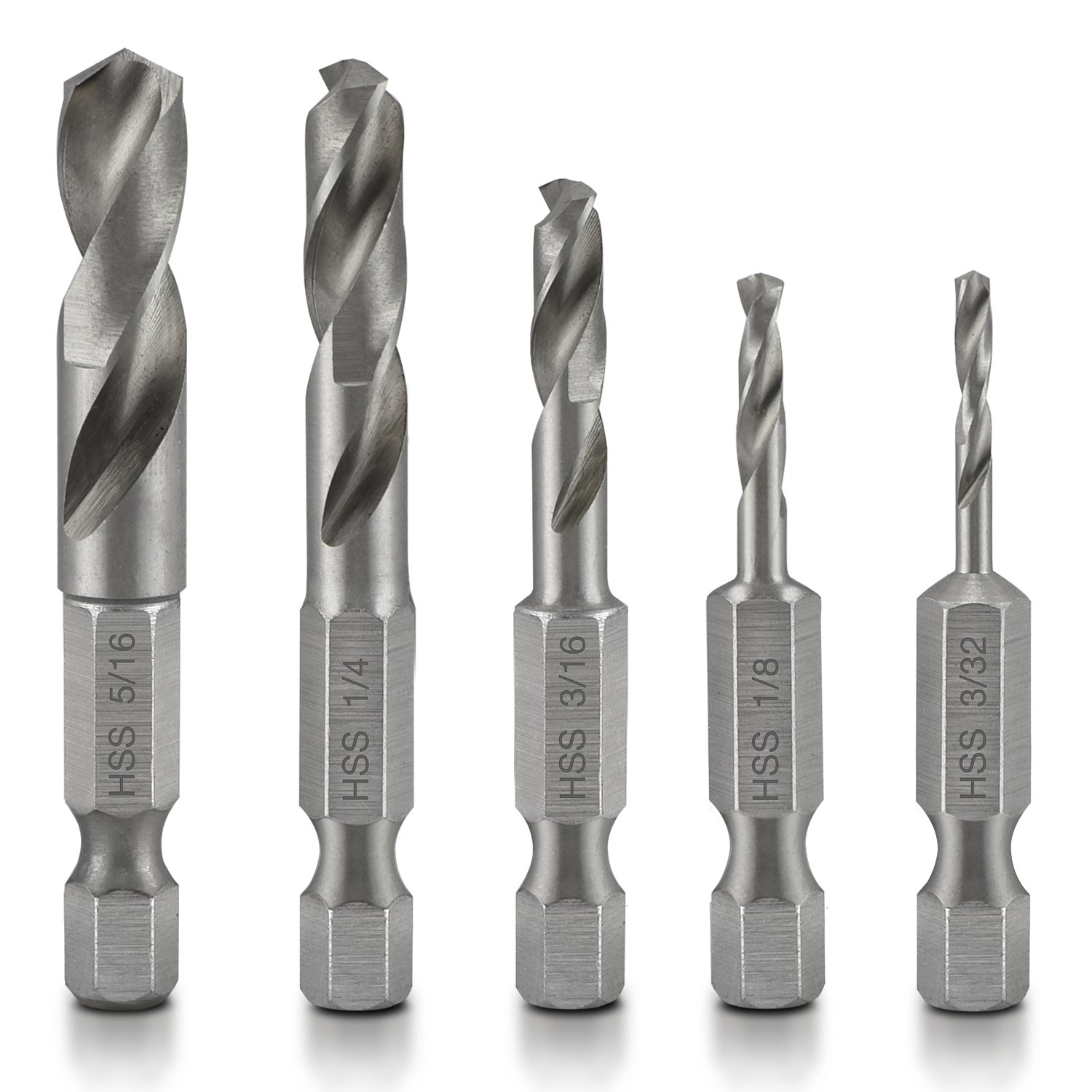 Ingersoll Rand 7807R 3/8β Reversible Air Angle Drill, Standard Duty, 1800 RPM, Quiet & NEIKO 11402A Stubby Drill Bit Set for Metal | 5 Piece | 1/4" Quick Change Hex Shank | M2 High Speed Steel