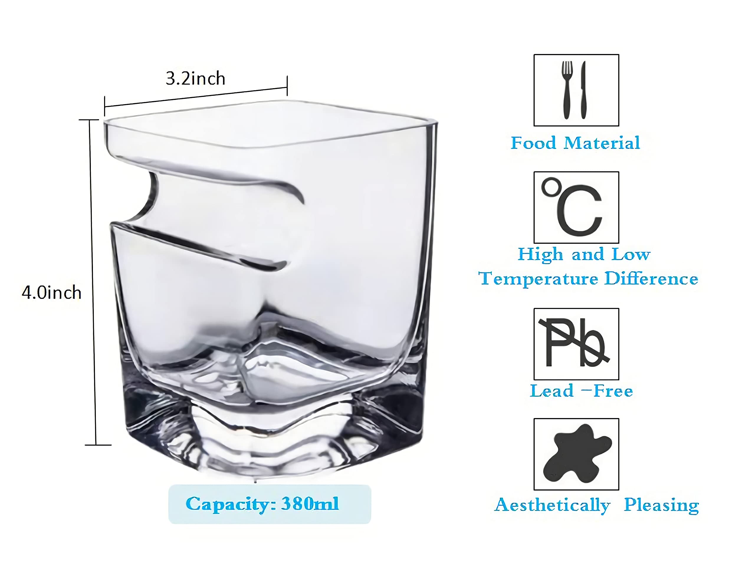 KNC Cigar Whiskey Glass - Old Fashioned Whiskey Glasses - Tumbler With Side Mounted Holder Cigar Rest-Best Accessories & Gifts for Drinking Bourbon and Scotch
