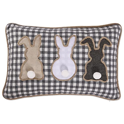 Pillow Perfect Indoor Triple Bunny Check Lumbar Pillow, Gray