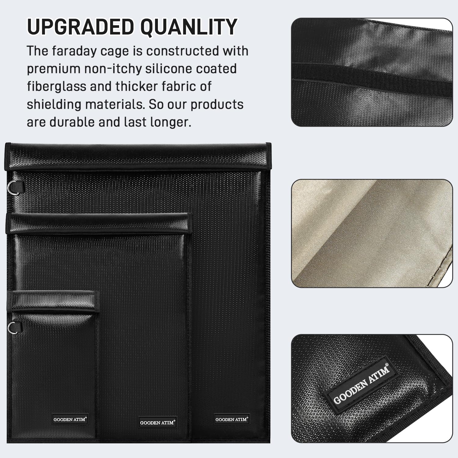 Faraday Bag for Phones, RFID Signal Blocking Bag Faraday Cage, Signal Jammer for Privacy Protection, Anti-Tracking, Fireproof & Waterproof Faraday Pouch (Black., 1 Pack)