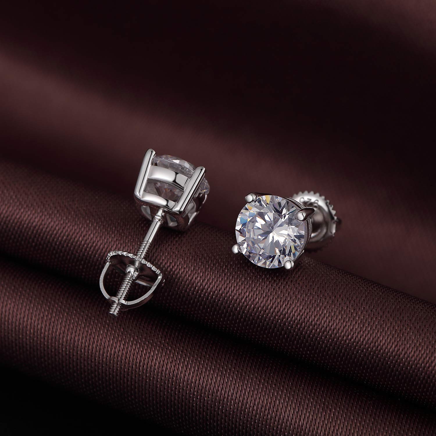 Diamond Studs CZ Earrings Studs Diamond Stud Earrings Screw Back Cubic Zirconia Studs Sterling Silver Cubic Zirconia Earrings Twist Back CZ Stud Earrings Women Diamond Silver Studs Cubic Studs Silver