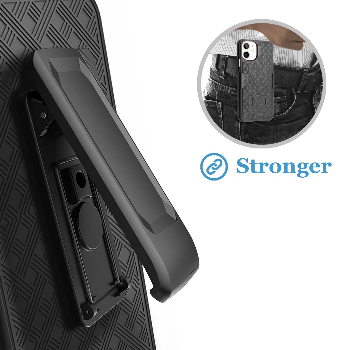 Fingic iPhone 11 Case, iPhone XI Case, iPhone 11 Belt Clip Holster Case Slim Combo Shell with Kickstand Swivel Belt Clip Holster Rugged Protective Cover for Apple iPhone 11 6.1 inch 2019 - Black