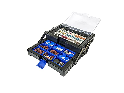 LINE10 Tools 500pc Rotary Tool Accessories Attachments Kit in Cantilever Storage Organizer Case Box Set