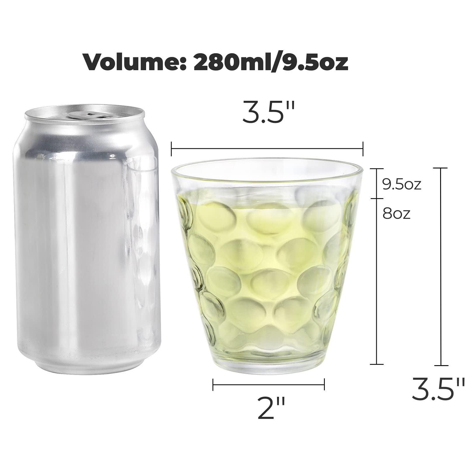 Hiceeden Set of 9 Plastic Tumblers Drinking Glasses, 9.5 Oz Unbreakable Clear Water Cups, Reusable Drinking Cups Wine Glasses for Juice, Beverages, Drinks, BPA Free, Stackable, Dishwasher Safe
