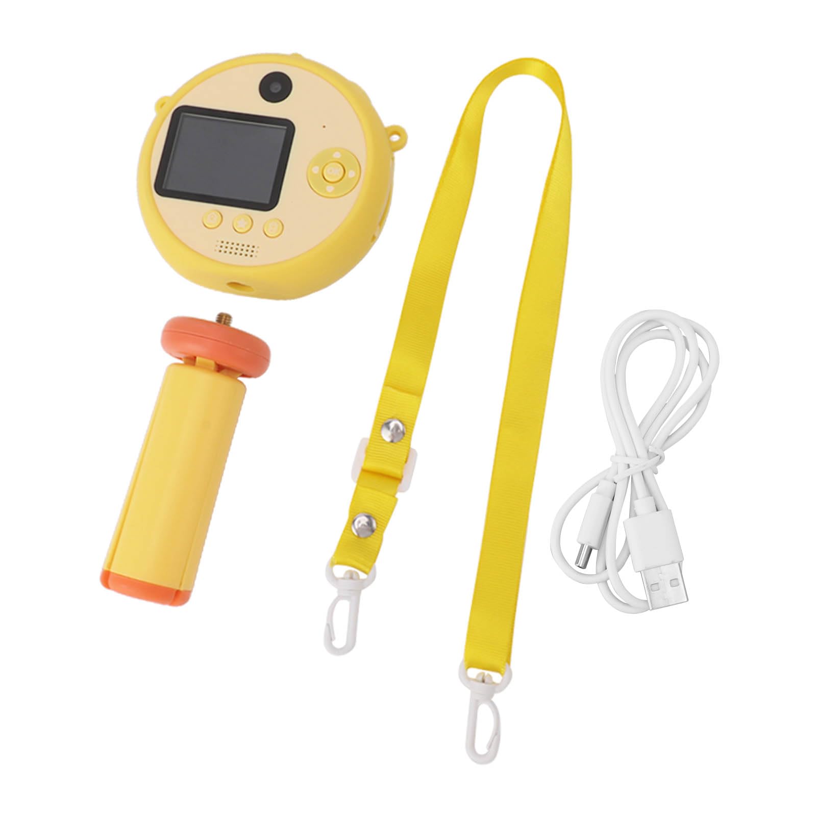 Fdit Kids Camera Abs Silicone Girls Artificial Swag Kids Video Camera with Stand for 3‑12 Years Old (Yellow)