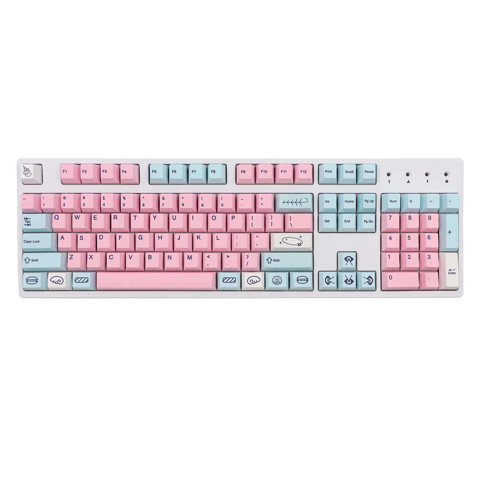JSJT Candy Keycaps 137 Keys Pink White Light Blue Tricolor Cherry Profile Custom Keycaps PBT Dye Sublimation Key Caps with 6.25u/7u Spacebar for Cherry Mx Switches Mechanical Keyboard
