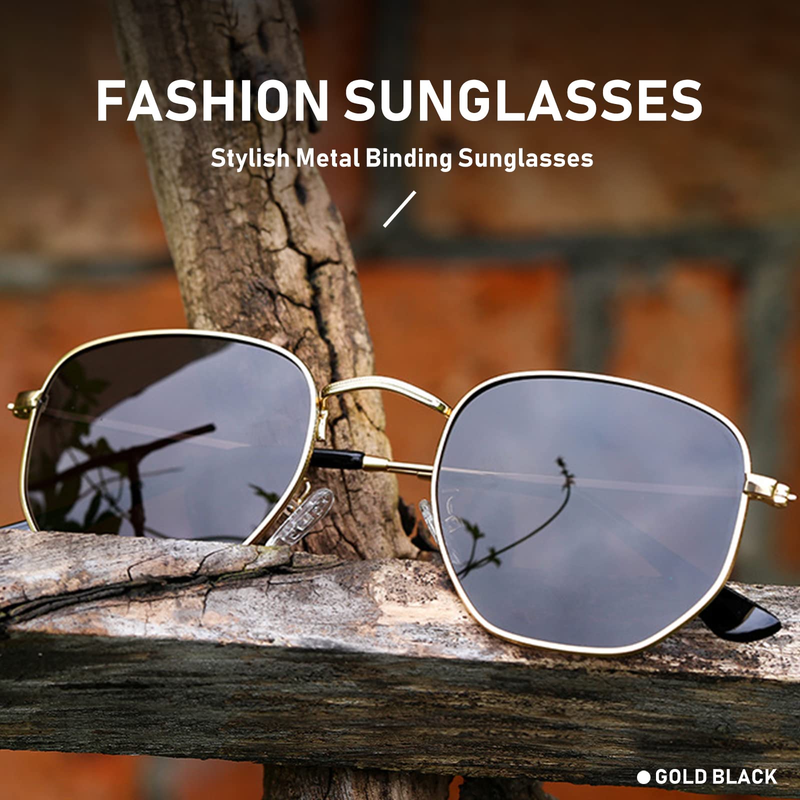 GRFISIA Small Round Polarized Sunglasses Women and Men Vintage Hexagon Square Sun glasses UV400 Protection