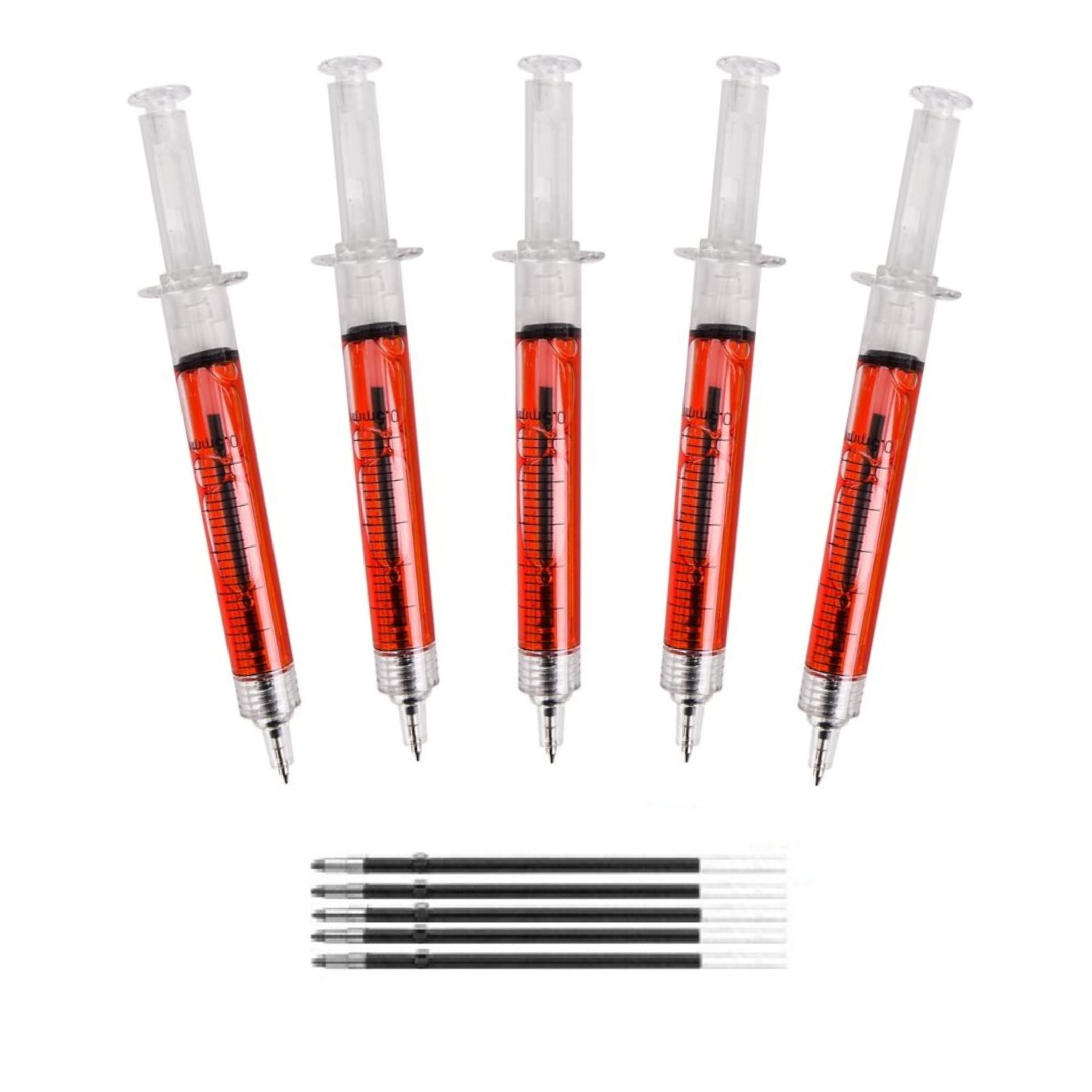Generic Double Value Novelty Ballpoint Pens with Extra Refills, Black, 5 Pack