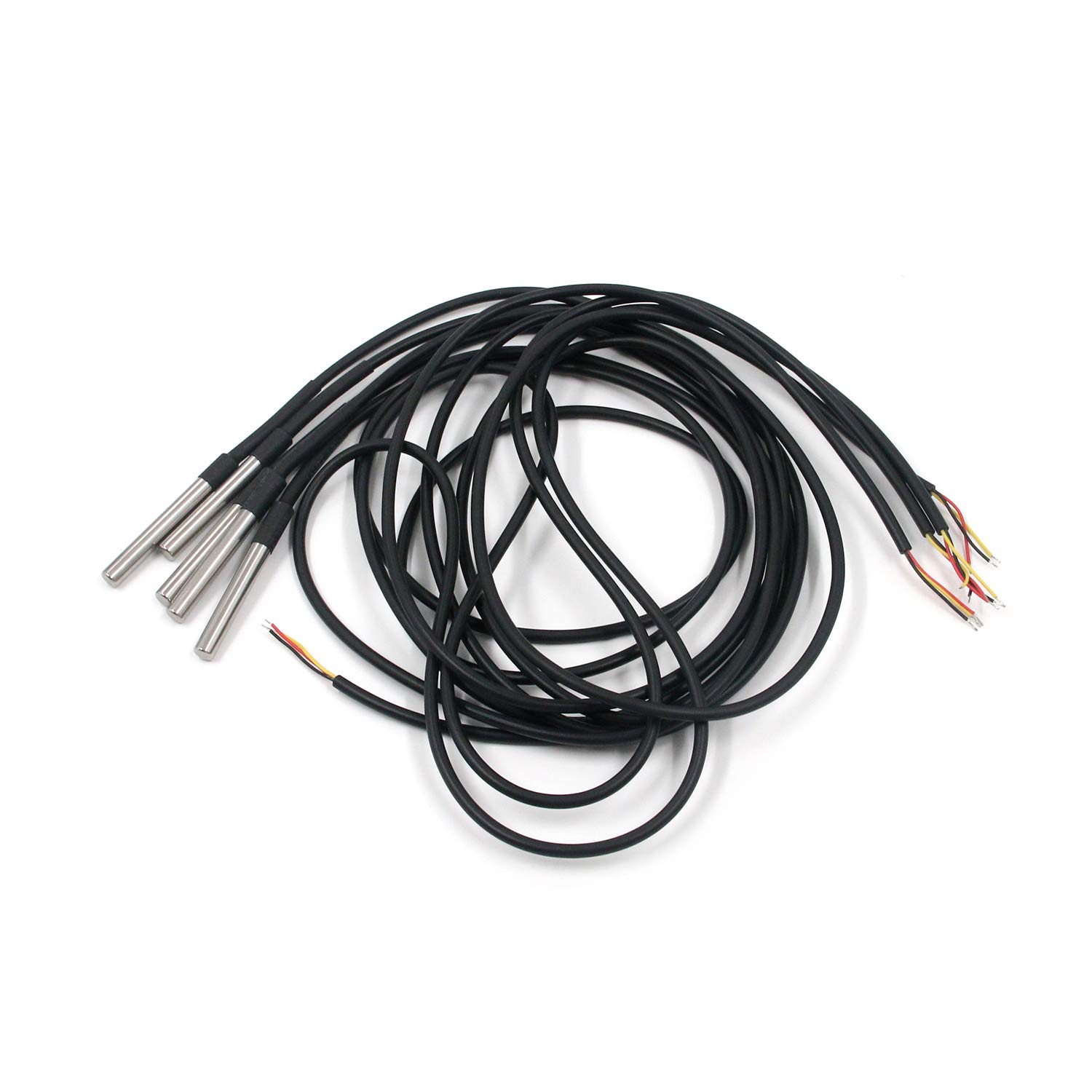 FarBoat 5Pcs DS18B20 Temperature Probe Thermometer Waterproof Sensor Digital Thermal Temp with Heat Resistance Thermal Cable(1M/39inc)
