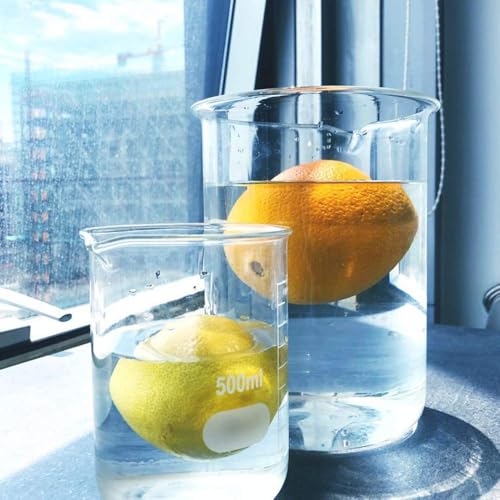 ULAB Scientific Glass Beakers, Vol. 1000ml, 3.3 Borosilicate Griffin Low Form with Printed Graduation, Pack of 2, UBG1017