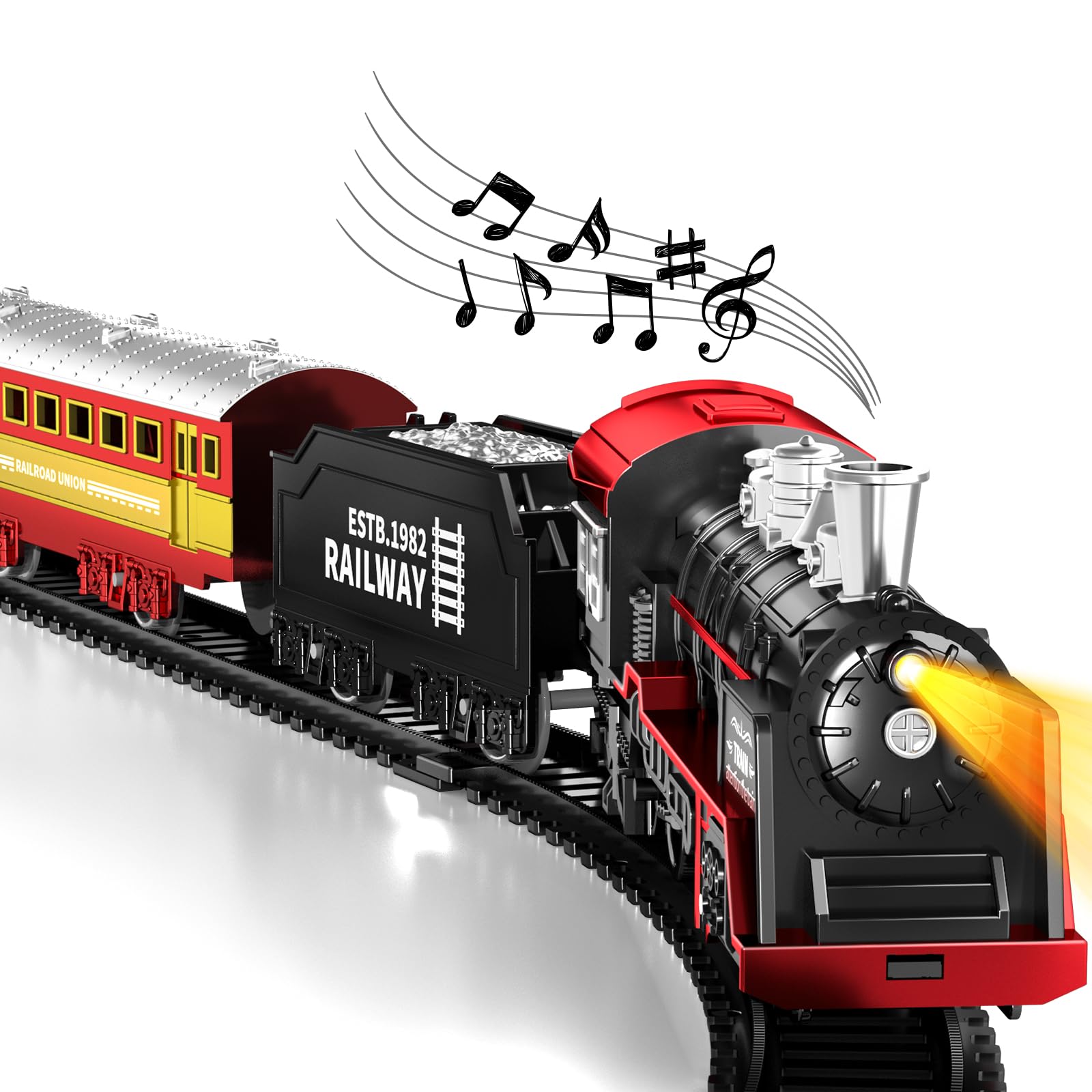 Doloowee Mini Train ElectricTrain Set with Retro Classic Steam(18pcs) Light & Sounds, Gift for Kids, Boys & Girls 3-6 Years