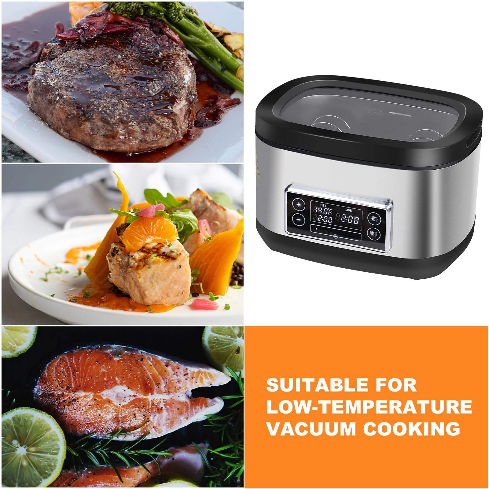 SPOONLEMON Sous Vide Cooker, 8 Quart Stainless Steel Sous Vide Machine with Precise Temperature Control,6 Preset Shortcuts, LED Touchscreen – All-in-One Sous Vide Cooking Pot for Home Use