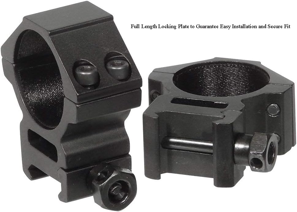 GOTICAL Ruger 10/22 Weaver and 3/8" Dovetail Mount Dovetail Predrilled Receiver Rail Mount Adapter (Black) (Rugar Rail with 30 mm Low Profile Rings)