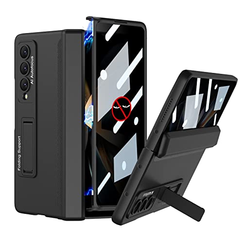 Libeagle Compatible with Samsung Galaxy Z Fold 4 Case [Built-in Privacy Screen Protector][Magnetic Hinge Protection][Adjustable Kickstand][Wireless Charging][Thin & Slim] Cover 5G 2022-Black