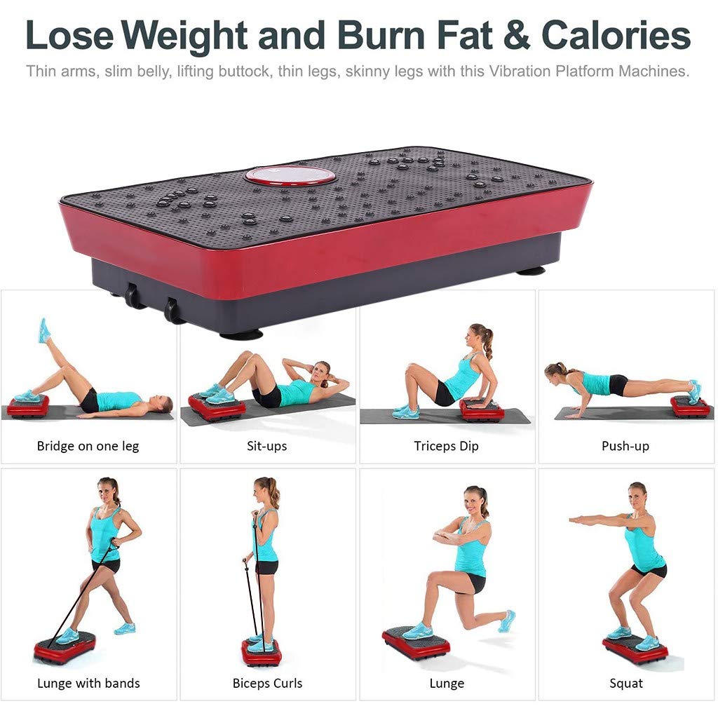 Full Body Vibration Platform Massage Machine Workout Trainer Silent Drive Motor | Ideal for Toning and Weight Loss Machine (Red)