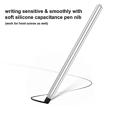 Libeagle Compatible with Samsung Galaxy Z Fold 5 Case with Innovative Hinge Protection, Detachable S Pen Holder & Capacitance Pen, Non-Yellow Clear Back, Screen Protector, Stand Cover 5G 2023, Silver