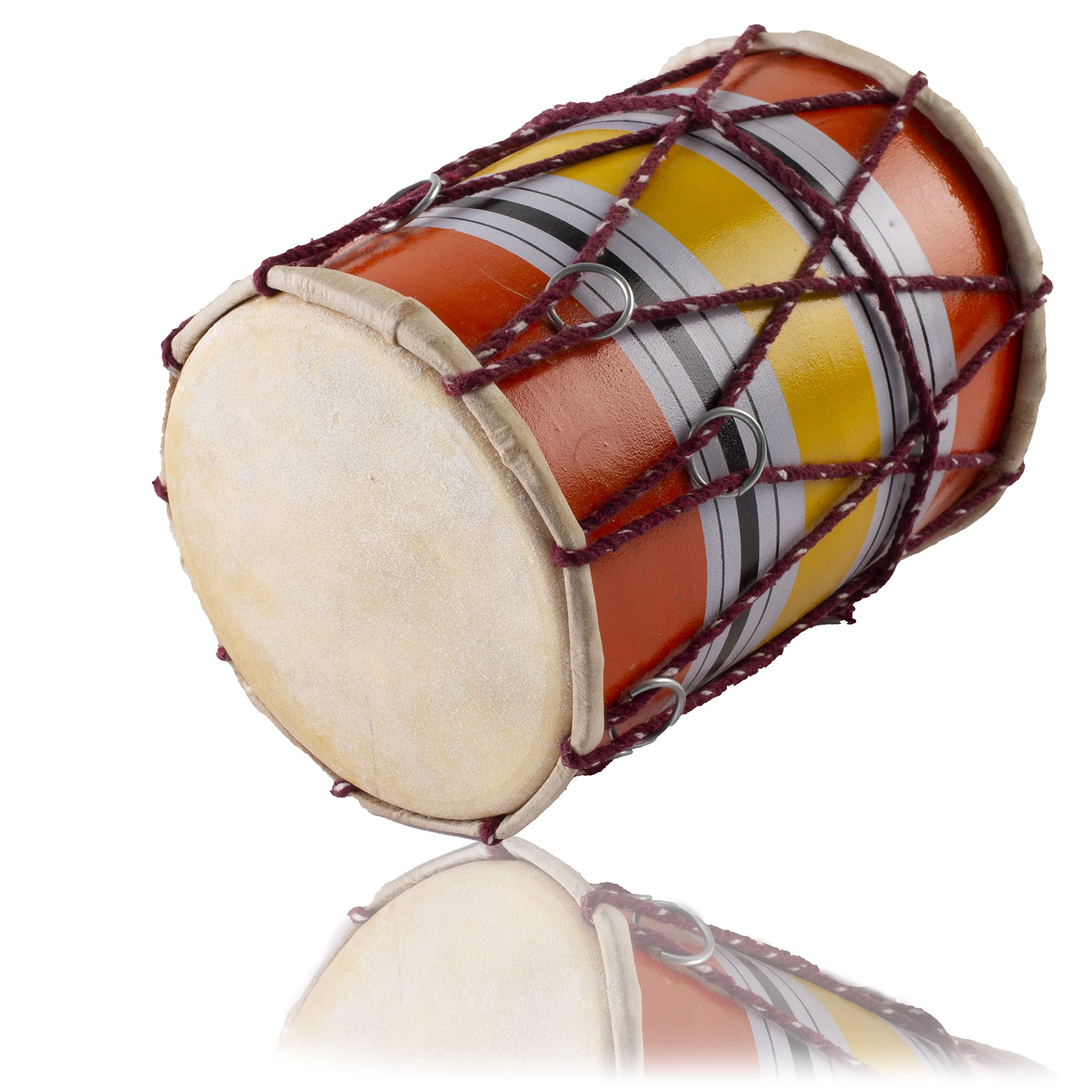 Handmade Wooden & Leather Classical Indian Folk Tabla Drum Set Hand Percussion Drums World Musical Instruments Punjabi Dhol Dholak Dholki 8 x 6 Inches Fun Birthday Housewarming Gift Ideas