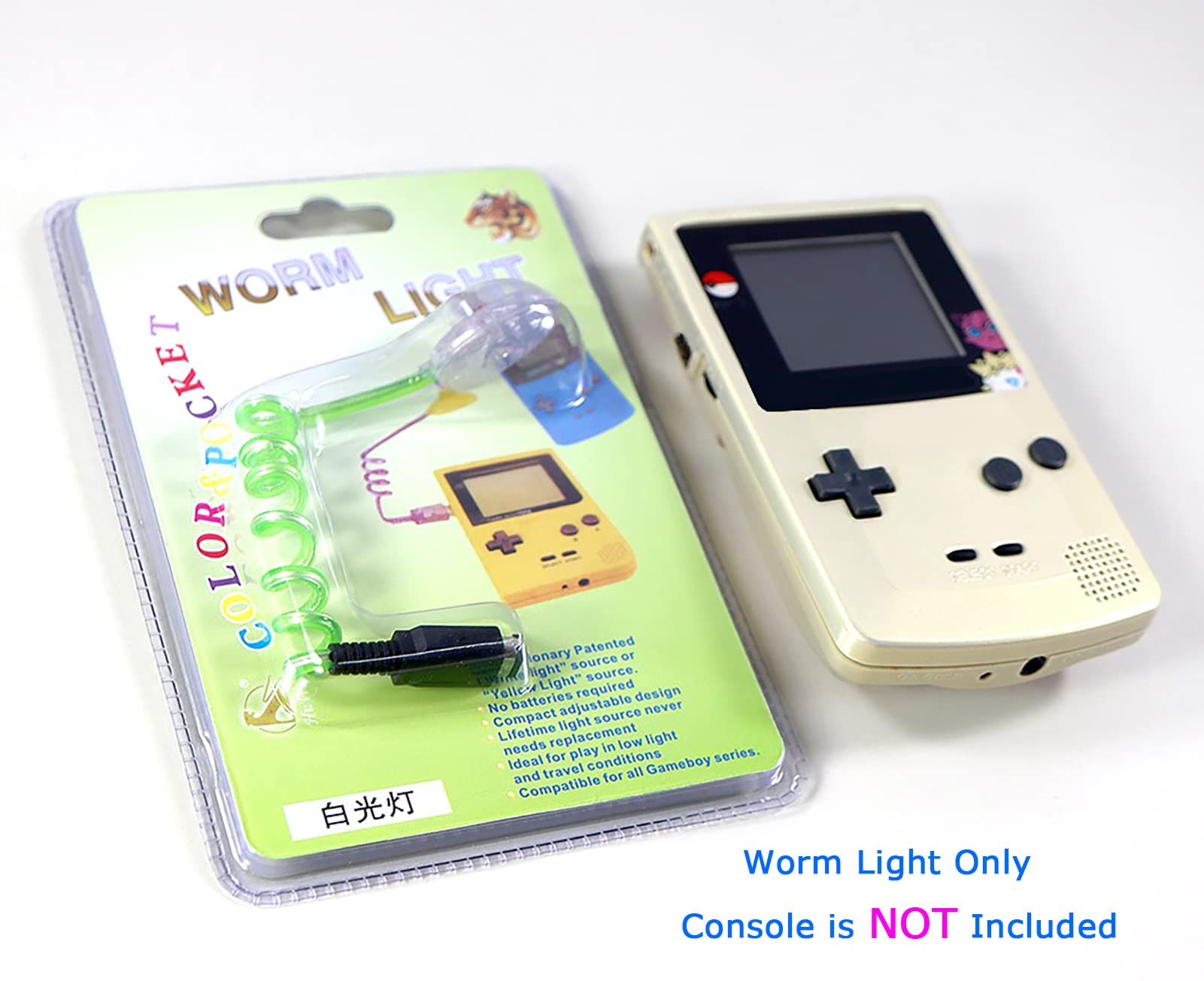 New for GBP Worm Light Attachment, Compatible with for Nintendo Gameboy Pocket Handheld Game Consoles, External Brightening White-Light Night LED Lamp Plug and Play Accessories