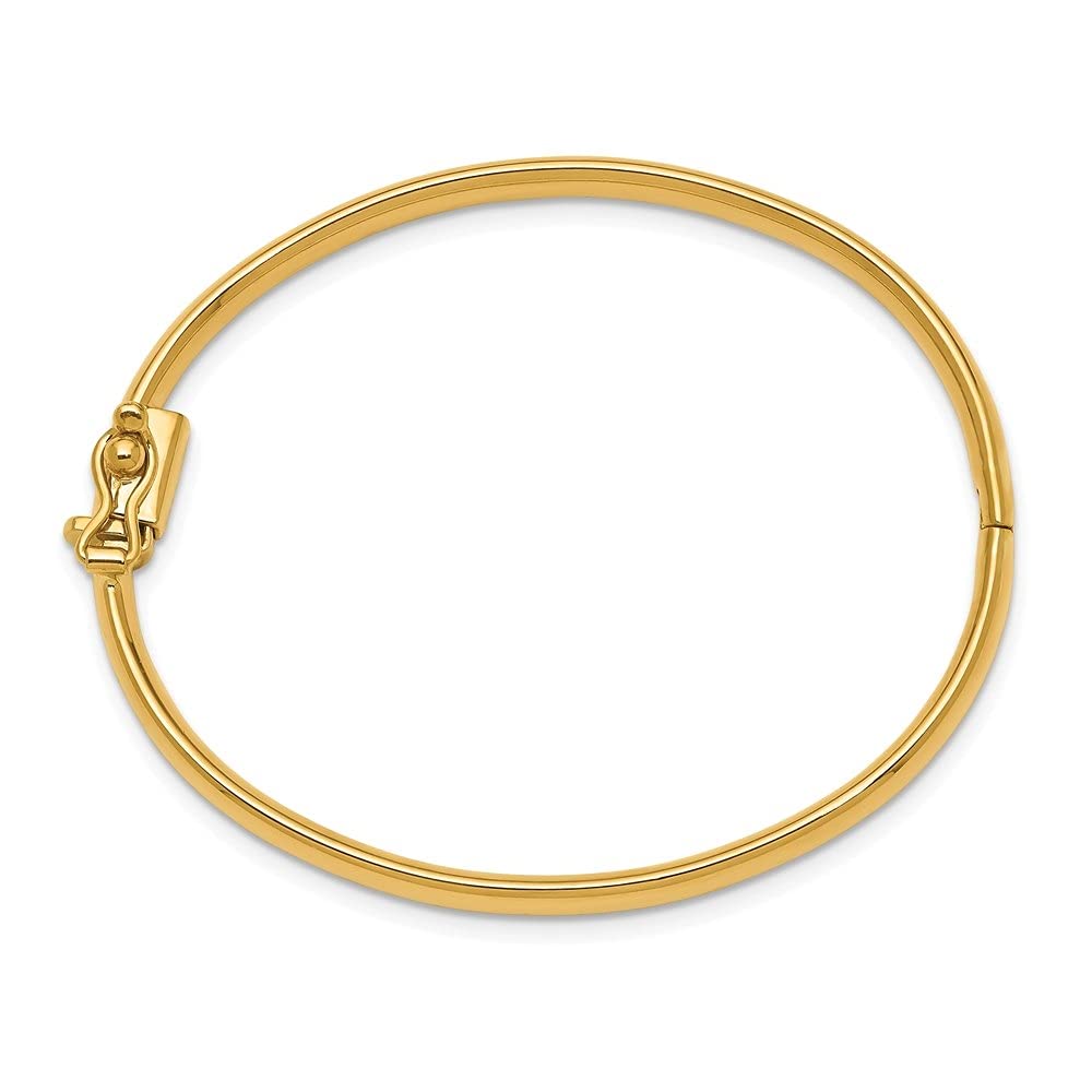 Diamond2Deal 14k Yellow Gold 3.75mm Hinged Safety Clasp Bangle 5" for Women