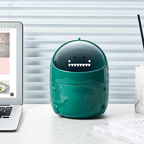 Oumefar Tabletop Trash Can, Large Opening Durable Plastic Baby Dinosaur Wide Application Desktop Trash Can Detachable Design for Home(Green Baby Dinosaur) Home