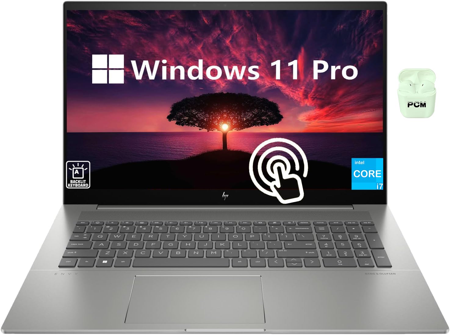HP Envy 17.3 Inch FHD Touchscreen Business Laptop, 13th Gen Intel i7-13700H, 64GB RAM, 2TB SSD, Windows 11 Pro, Backlit Keyboard, 10 Number Key, Gray, PCM