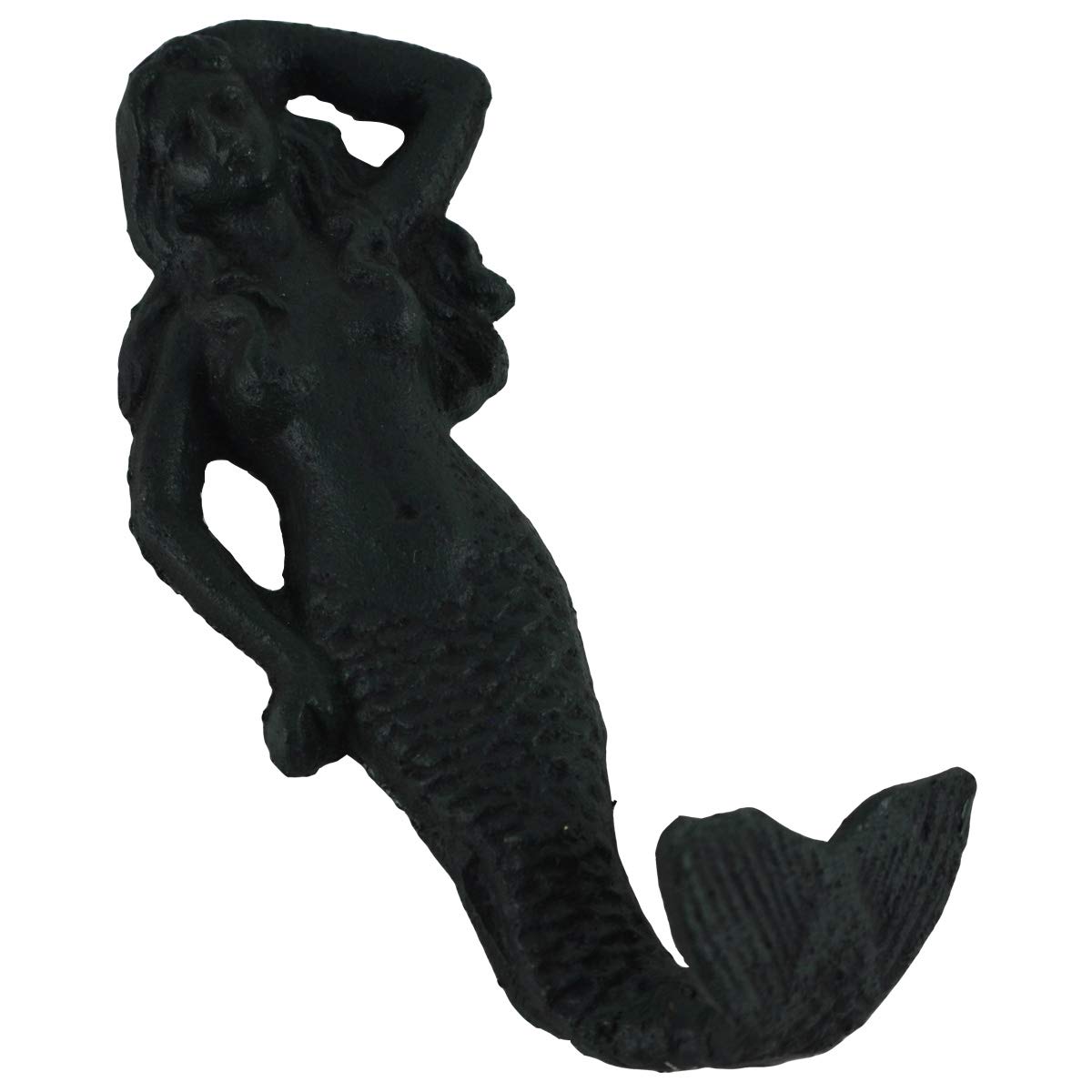 TG,LLC Treasure Gurus Mermaid Wall Hook Cast Iron Antique Green