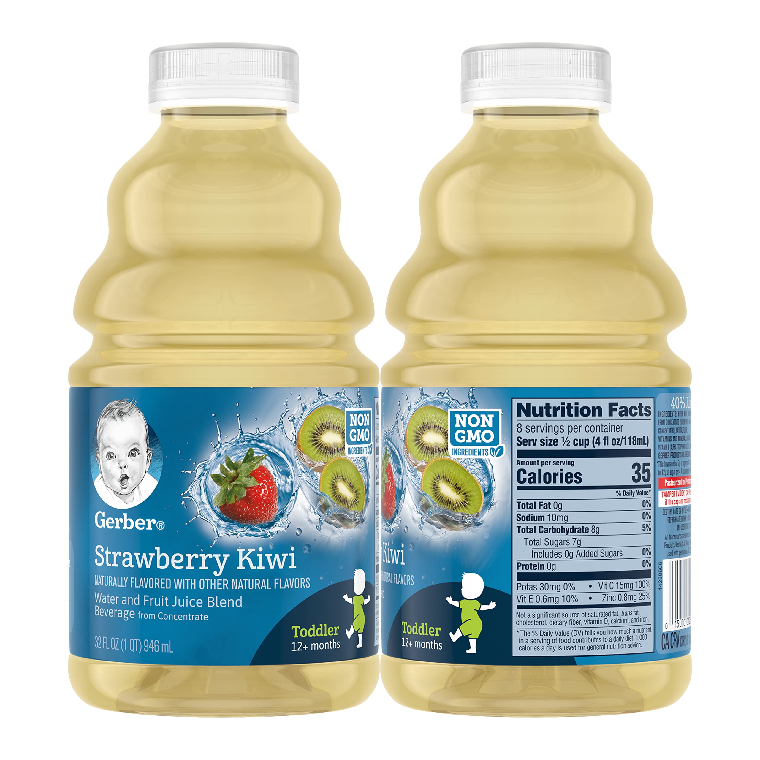Gerber Toddler Juice Variety Pack, Apple, Pear, White Grape, and Strawberry Kiwi, 32 Oz (Pack of 4)
