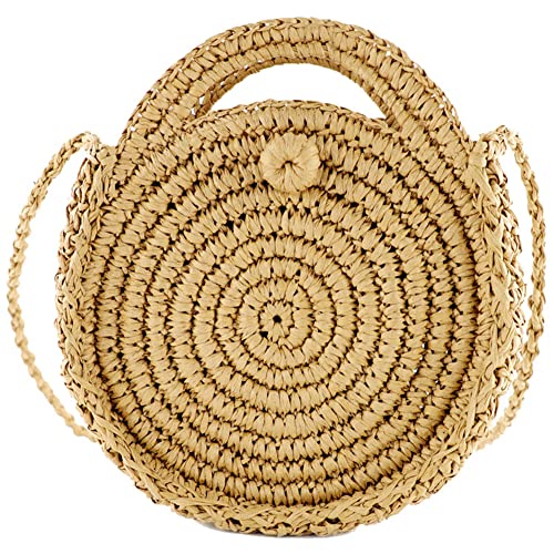 Handwoven Straw Bag for Women Lightweight Shopping Tote Handbag Purse Boho Bag