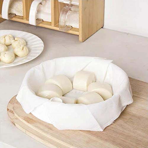 Lautechco 4Pcs Reusable Natural Pure Cotton Bamboo Steamer Baking Cloth Steamers Gauze Pad Steamer Mat Liners for Rice Dim Sum 32cm32cm/12.5 inch12.5 inch(White)