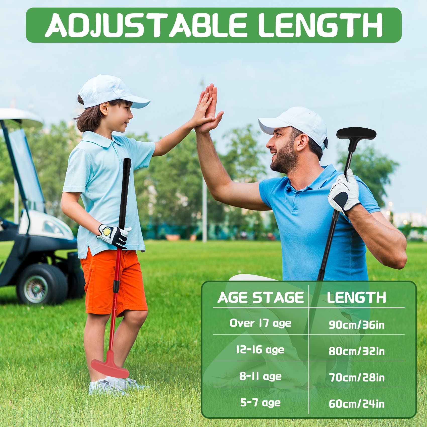 Golf Putter, 2 Pack Golf Putters for Men & Women Two-Way Mini Putter Right or Left Handed Golfers Adjustable Club Golf Set with 2 Plastic Practice Golf Balls for Children, Teenagers, Adults