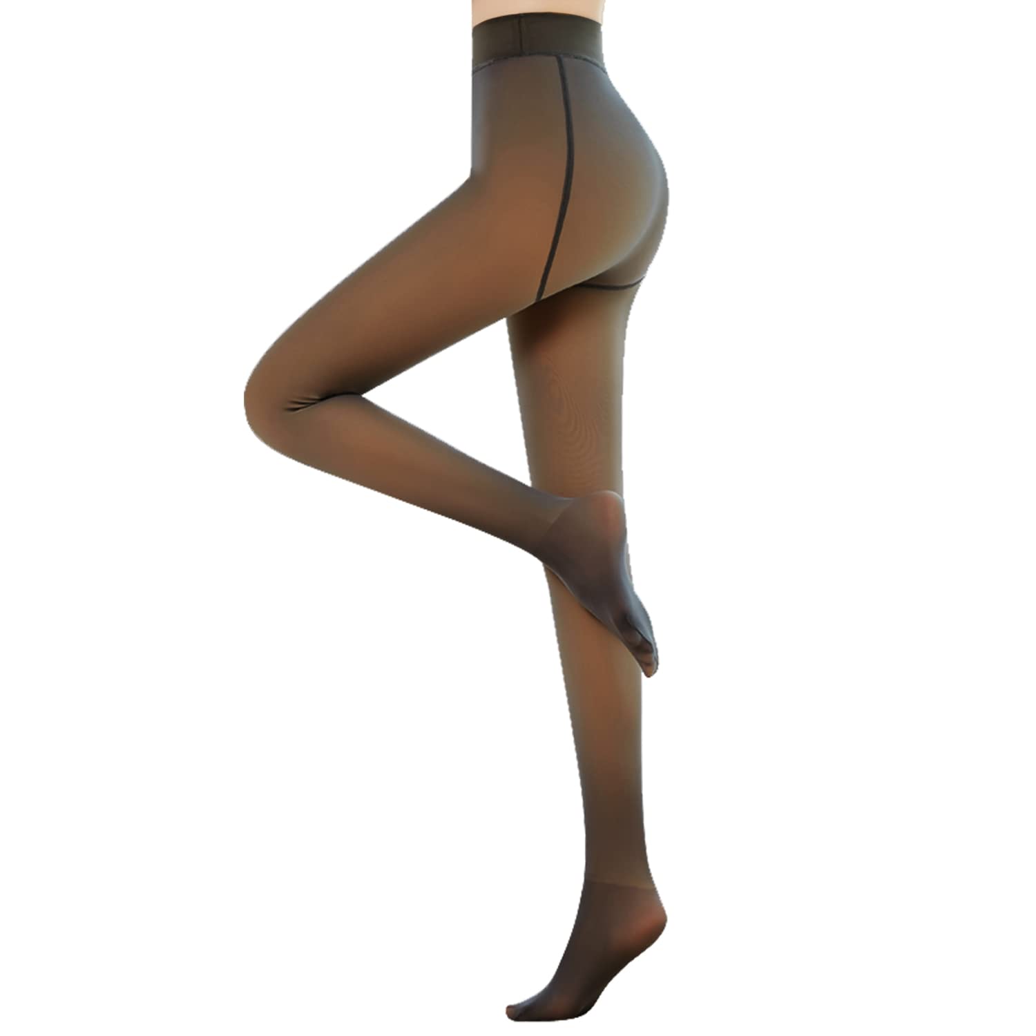 UTTPLL Pantyhose-Translucent-Fleece-Winter Women Sheer Warm Pantyhose White&Rose&Orange 12-18